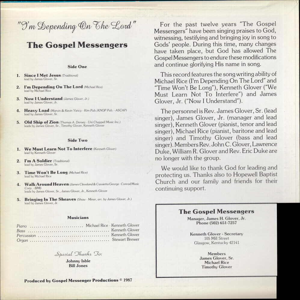 I M Depending On The Lord Gospel Music Archive